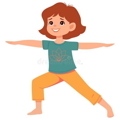 Girl Doing Yoga Warrior 2 Pose Stock Illustration Illustration Of