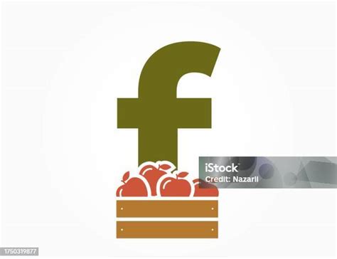 Lettre Minuscule F Avec Caisse De Pommes Logo De Lalphabet Des Fruits