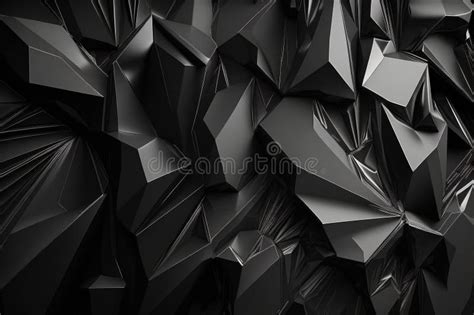 Faceted Dark Black Background With Triangles And Artistic Faceted 3d