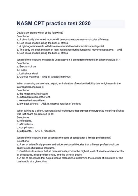 nasm cpt practice test 2024 questions with correct answers a graded