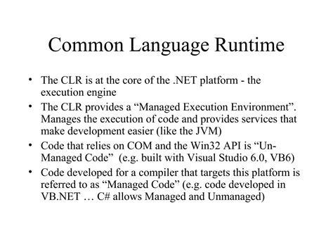 Introduction To Net Framework Ppt Programming Languages Computing