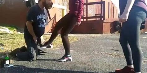 Double Team Kicking Nuts In Public