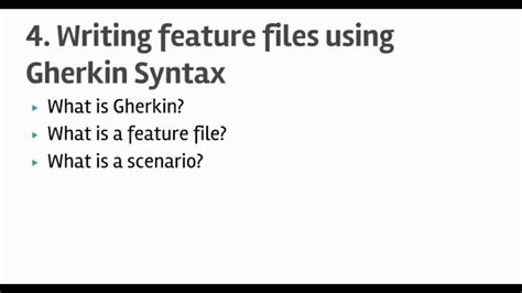 Lecture 4 Writing Cucumber Feature Files Using Gherkin Syntax Youtube
