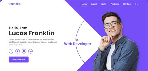 Animated Portfolio Website Template In Html Css Js Darklight Mode