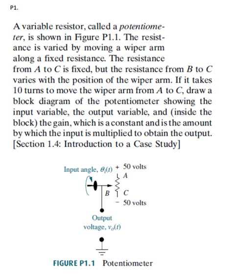 Solved P1 Draw A Block Diagram Of The Potentiometer Showing