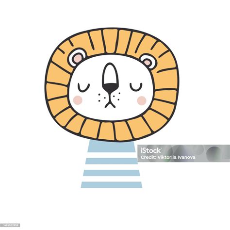 귀여운 사자 베이비 샤워를 위한 벡터 문자입니다 귀여운 벡터 일러스트레이션 아이 사자 직물 직물 및 선물 포장을 위한 이상적인