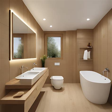 Premium Photo A Bathroom With A Tub A Toilet And A Bathtub