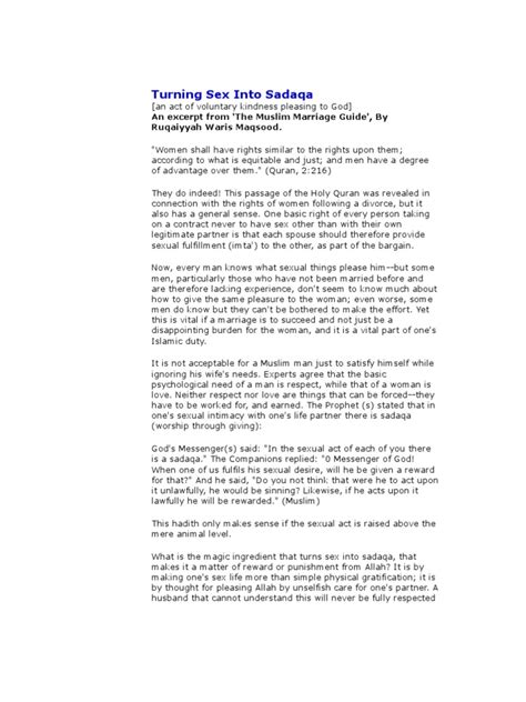 Turning Sex Into Sadaqa Pdf God In Islam Human Sexual Activity