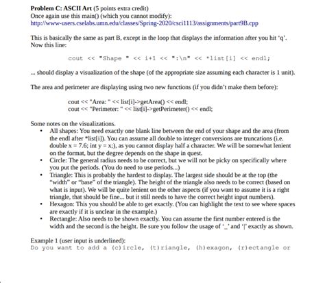 Problem C Ascii Art 5 Points Extra Credit Once