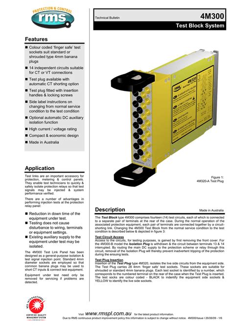 Features Application Test Block System Description