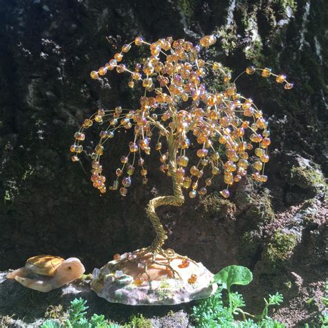 Beaded Brass Wire Tree Wire Tree Miniature Wire Tree Wire Art