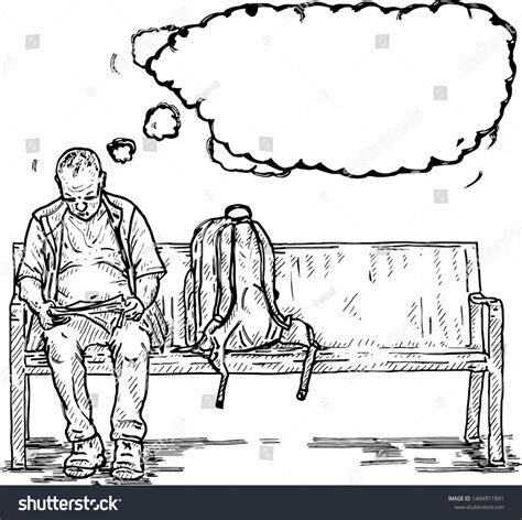 Man Sitting On Park Bench Reading Stock Vector Royalty Free 1494911891