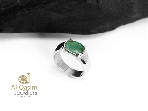 Men Silver Ring Emerald Silver Rings With Real Stone Al Qasim Jewellers