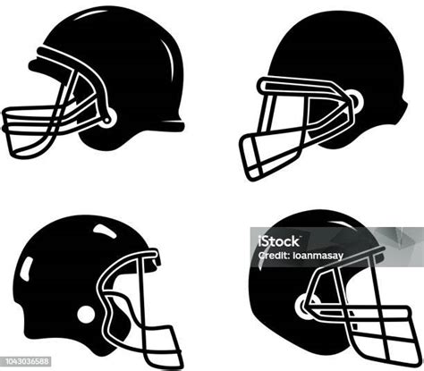 흰색 배경에 고립 된 미식 축구 헬멧의 집합입니다 배지 기호 엠 블 럼 라벨 디자인 요소입니다 Guard American Football Player에 대한 스톡 벡터