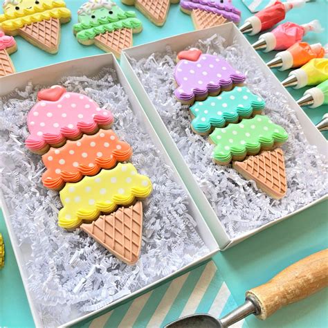 How To Decorate An Ice Cream Stack Cookie Set The Flour Box