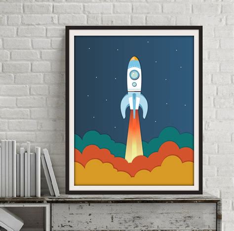 Nursery Rocket Rocket Poster Printable Instant Download Outer Space
