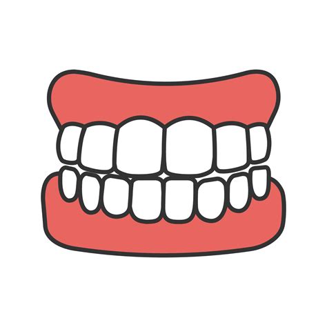Dentures Color Icon False Teeth Human Jaw With Teeth Model Isolated