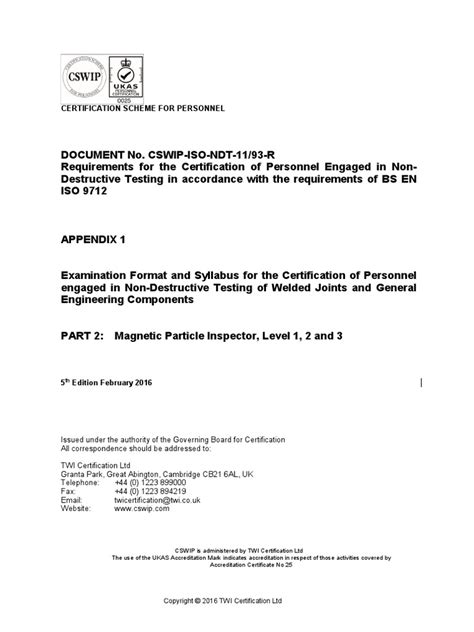 Appendix 1 Part 2 Magnetic Particle Inspection 5th Edition February 2016 Pdf Nondestructive