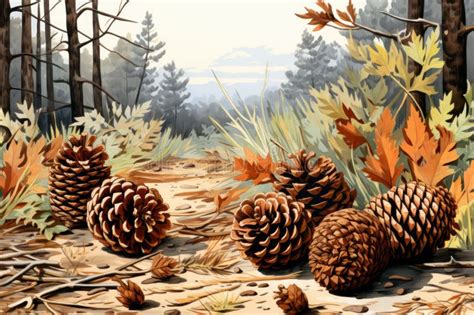Pinecones Generative Ai Stock Illustration Illustration Of Fashioned