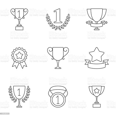 트로피 및 어워드란 아이콘 1위에 대한 스톡 벡터 아트 및 기타 이미지 1위 개체 그룹 검은색 Istock