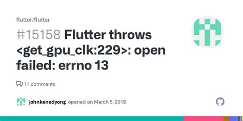 Flutter Throws Open Failed Errno 13 · Issue 15158 · Flutterflutter · Github