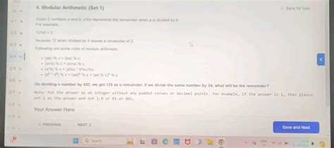 Modular Arithmetic Set Save For Later Studyx