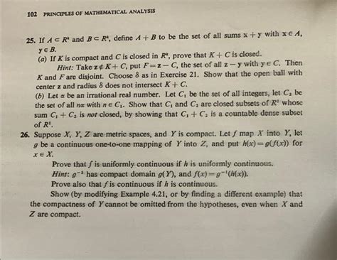 Solved 102 Principles Of Mathematical Analysis 25 If A⊂rk