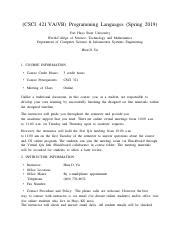 CSCI421ProgrammingLanguageS2019vu Docx 1 Pdf CSCI 421 VA VB