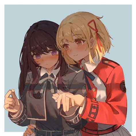 Nishikigi Chisato And Inoue Takina Lycoris Recoil Drawn By Milktea Gggrrr Danbooru