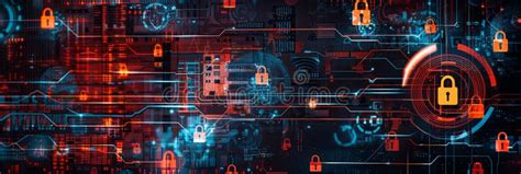 An Abstract Visualization Of Cybersecurity Featuring Digital Locks Shields And Network Nodes