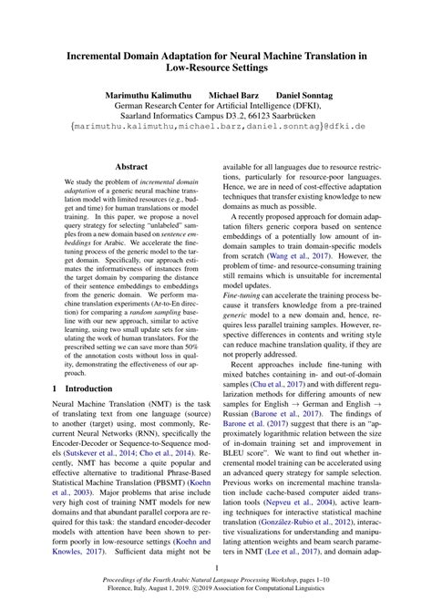 Pdf Incremental Domain Adaptation For Neural Machine Translation In