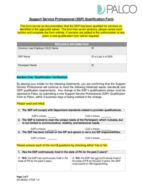 Fillable Online Service And Support Plan SSP Template Fax Email Print PdfFiller