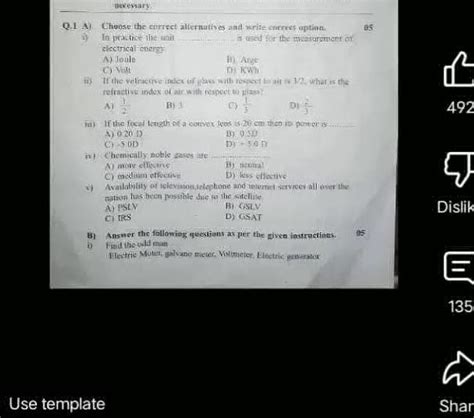 Q1 A) Choose the correct alternatives and write correct option i) In ...