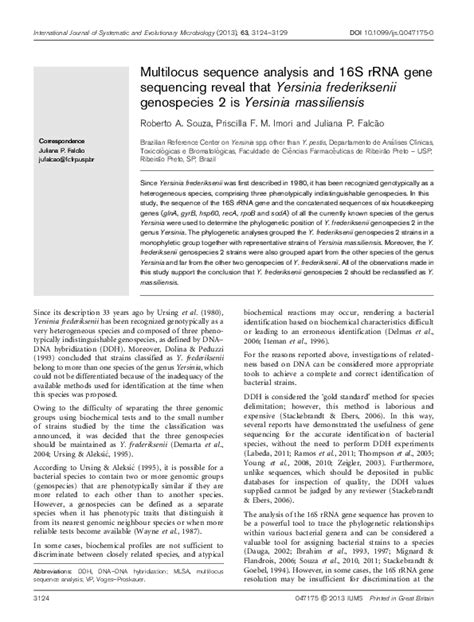 Pdf Multilocus Sequence Analysis And 16s Rrna Gene Sequencing Reveal