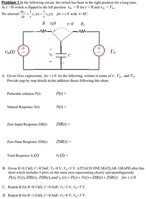 Solved Problem 1 In The Following Circuit The Switch Has