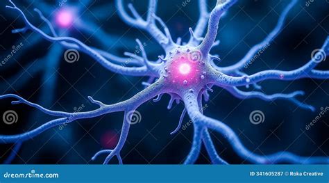 A Sci Fi Visualization Of Bioluminescent Neurons And Synaptic Networks Stock Image Image Of