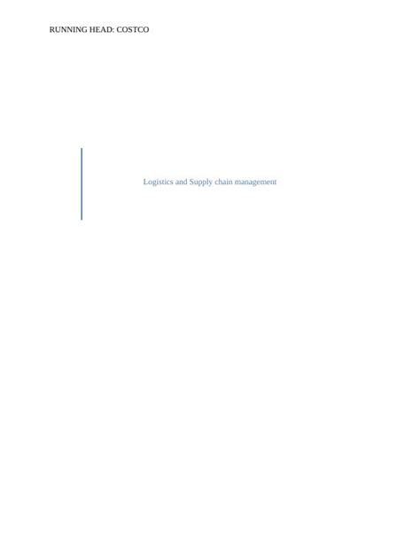 Costco Logistics And Supply Chain Management Costco
