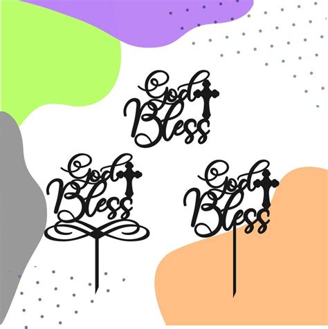 God Bless Cake Topper Svg Baptism Cake Topper Svg Etsy