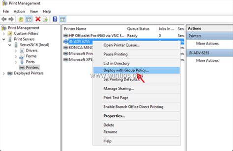 how to deploy a network printer via group policy in server 2016