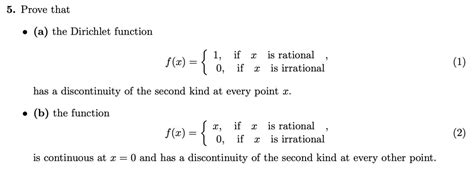 5 prove that a the dirichlet function if f2 0 if is rational is