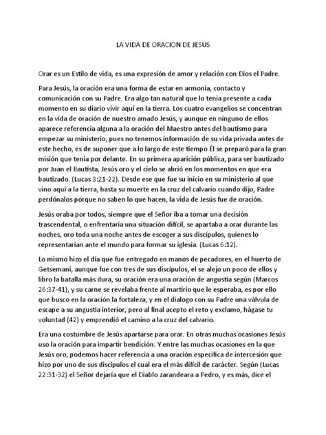 La Vida De Oracion De Jesus Pdf Oración Jesús