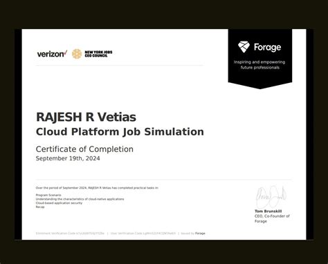 R Rajesh On Linkedin Cloudcomputing Verizon Forage Techskills