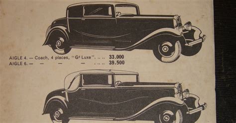 Vieux Papiers Chenard Et Walcker Prospectus Et Tarif 1933 Aiglon