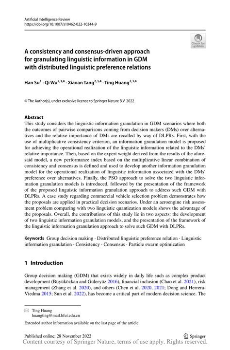 A Consistency And Consensus Driven Approach For Granulating Linguistic