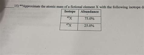 Solved Approximate The Atomic Mass Of A Fictional Chegg