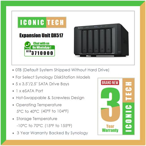 Synology Dx517 5 Bay Expansion Enclosure For The Ds920 Ds923 Ds1522