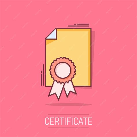 Icône De Certificat De Dessin Animé Vectoriel Dans Le Style De Bande