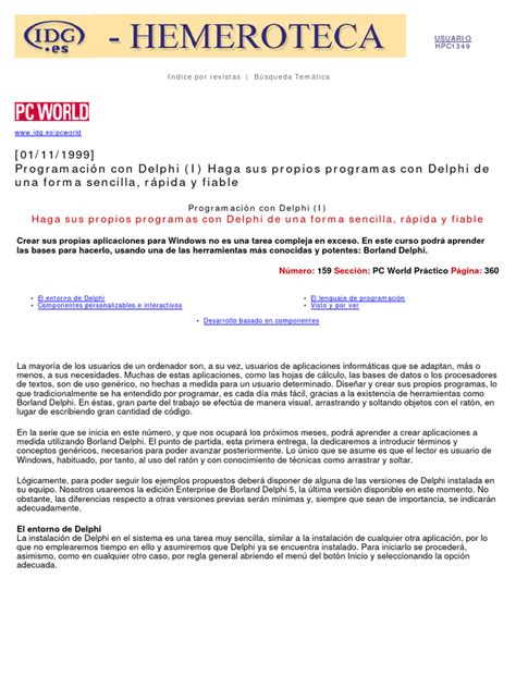 Programación Con Delphi Pdf Objeto Informática Lenguaje De