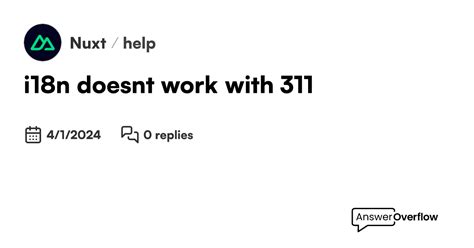 I18n Doesnt Work With 311 Nuxt