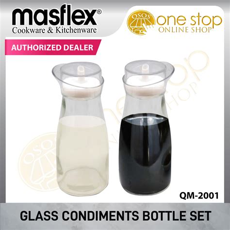 Masflex Original 320ml 2 Piece Glass Condiments Bottles W Plastic Lid